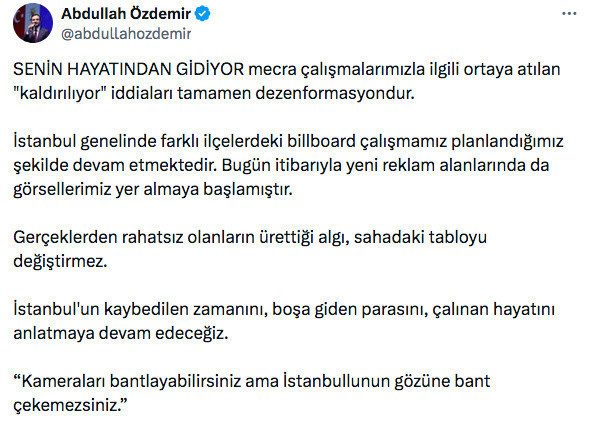 AK Parti'nin İstanbul bilboard çalışması kaldırılıyor mu Abdullah ...